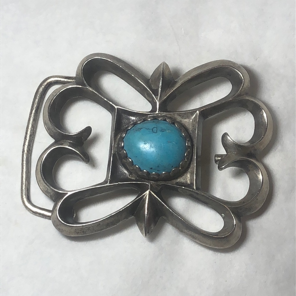 Vintage Turquoise Sand Cast Belt Buckle - Gem